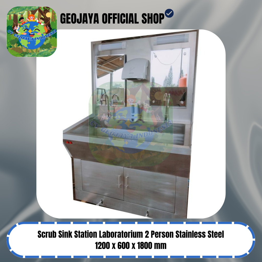 Scrub Sink Station Laboratorium 2 Person Stainless Steel – 1200 x 600 x ...